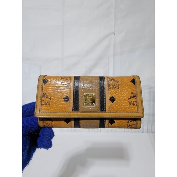 MCM | Bags | Mcm Cognac Visetos Leather Long Trifold Wallet | Poshmark